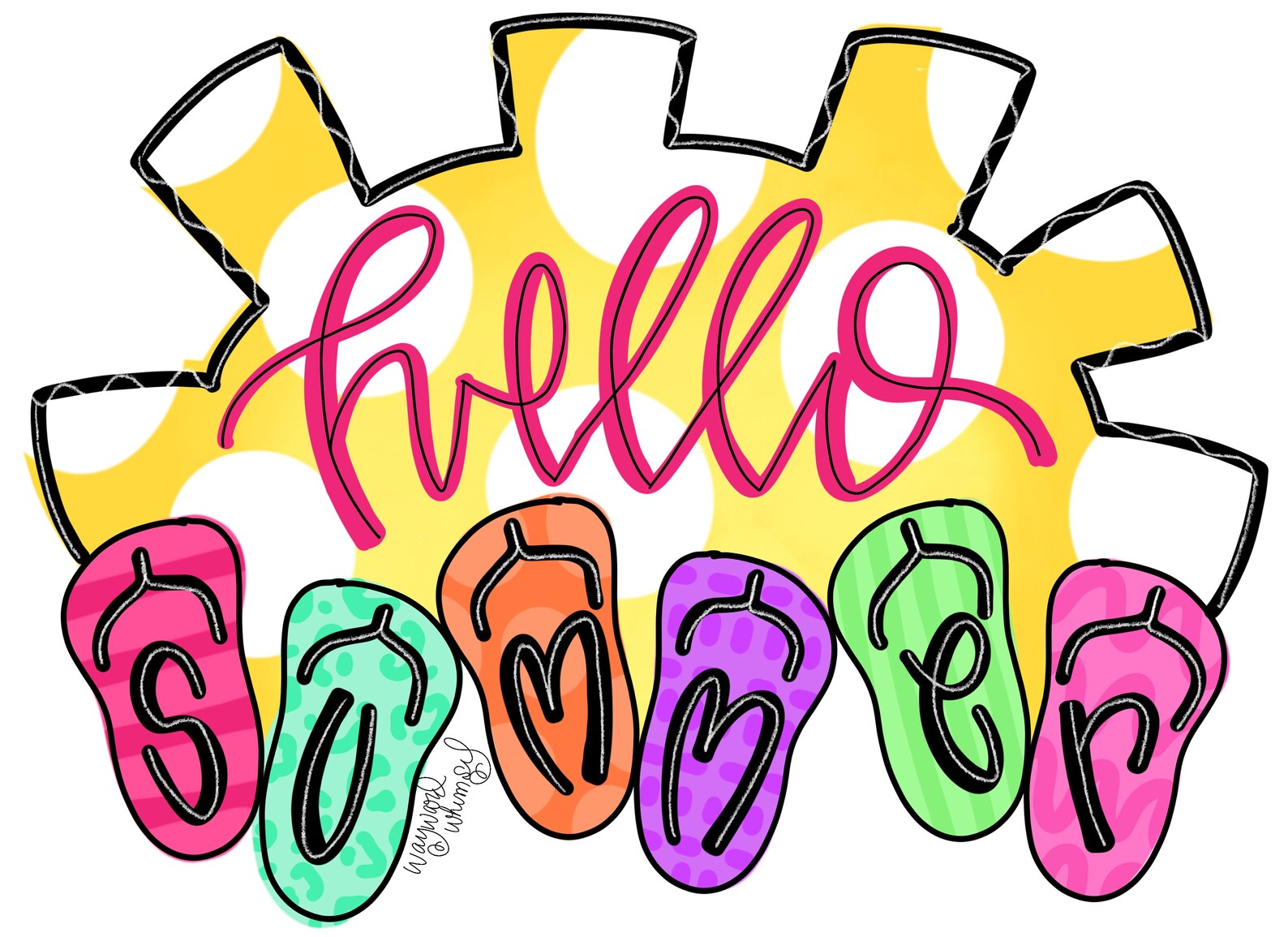 Hello Summer Sunshine and Flip Flops Door Hanger Downloadable File ...