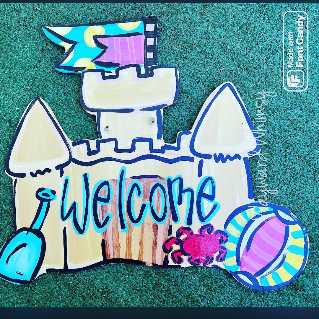 Sand Castle Wooden Door Hanger- - Etsy