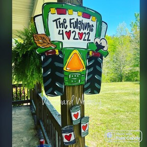 WEDDING Newlywed Farm Tractor Custom for You Wooden Door Hanger Door ...