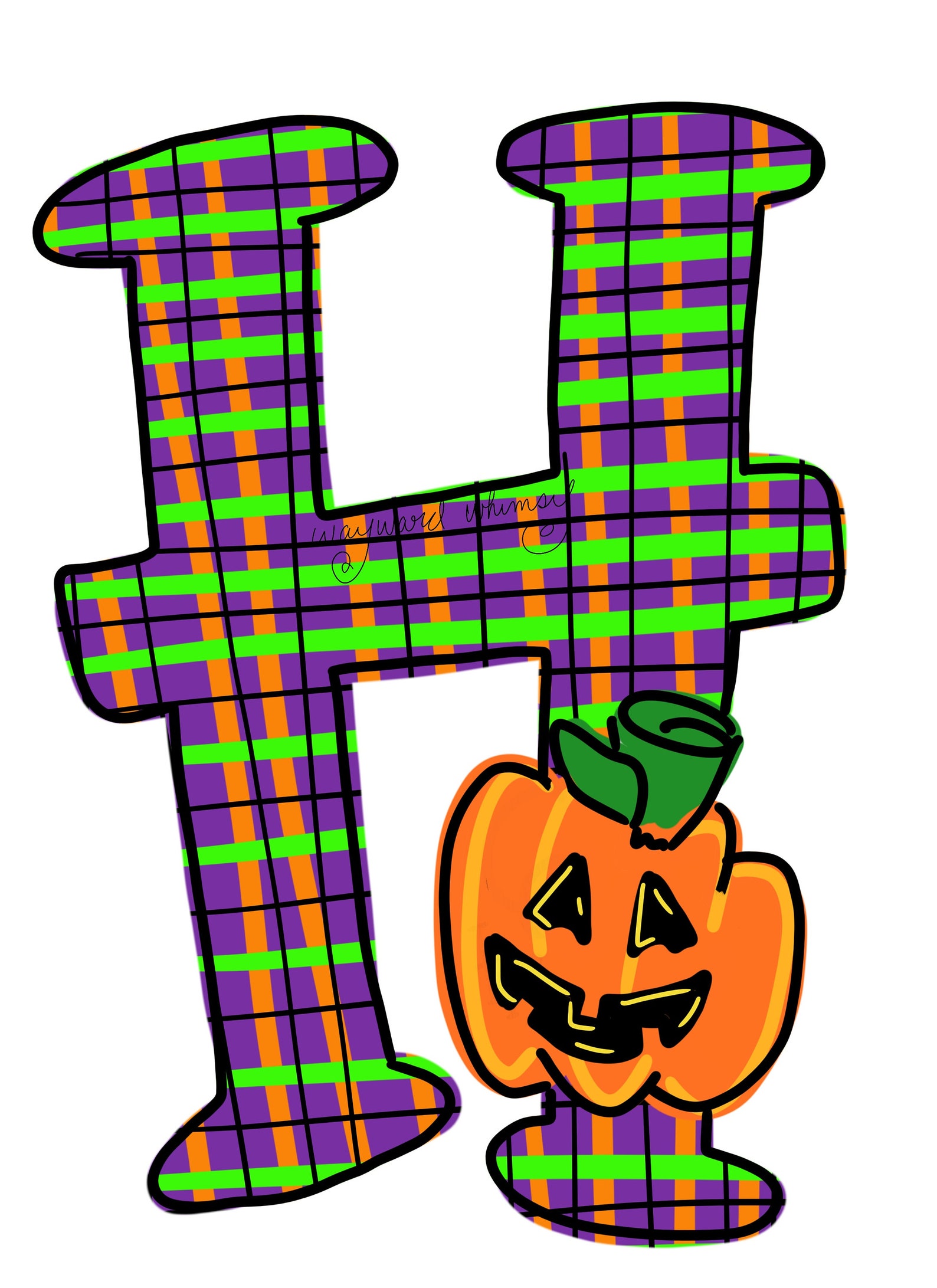 Letter H With Pumpkin Fall/thanksgiving/halloween Whimsical - Etsy