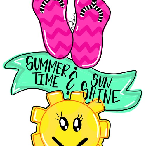 TEMPLATE: Summer Door Hanger Template Flip Flop Door Hanger | Etsy