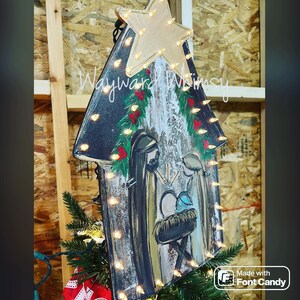 LIGHTED Nativity Wooden Tree Topper - Etsy