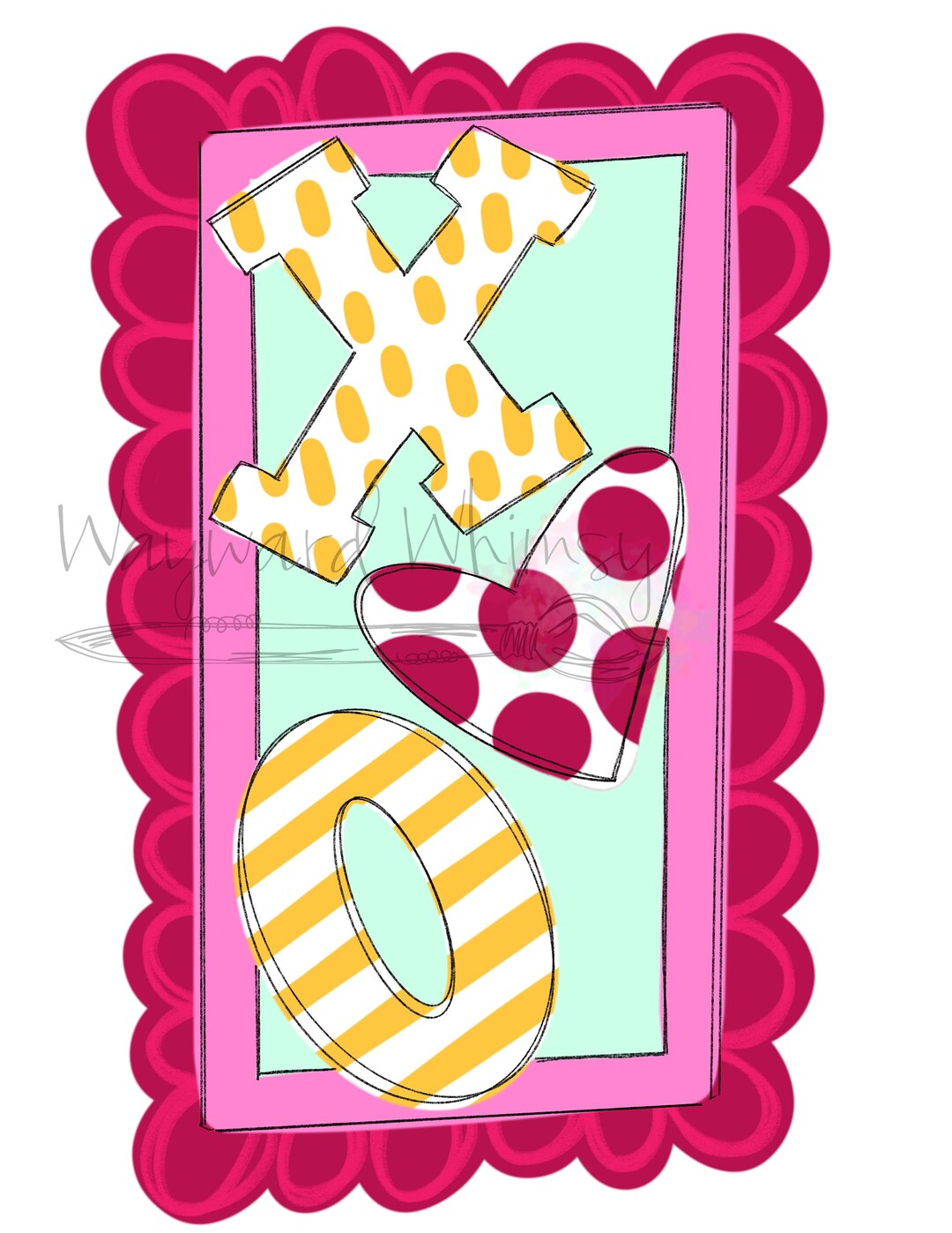 XO Valentines Door Hanger Downloadable File Printable Template - Etsy
