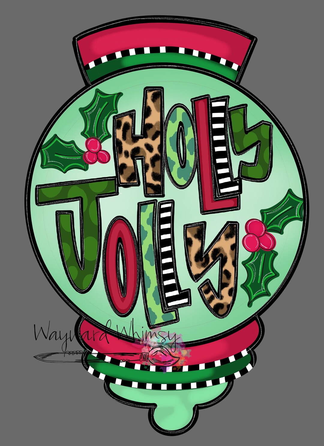 Holly Jolly Ornament Christmas Door Hanger Downloadable File Printable ...
