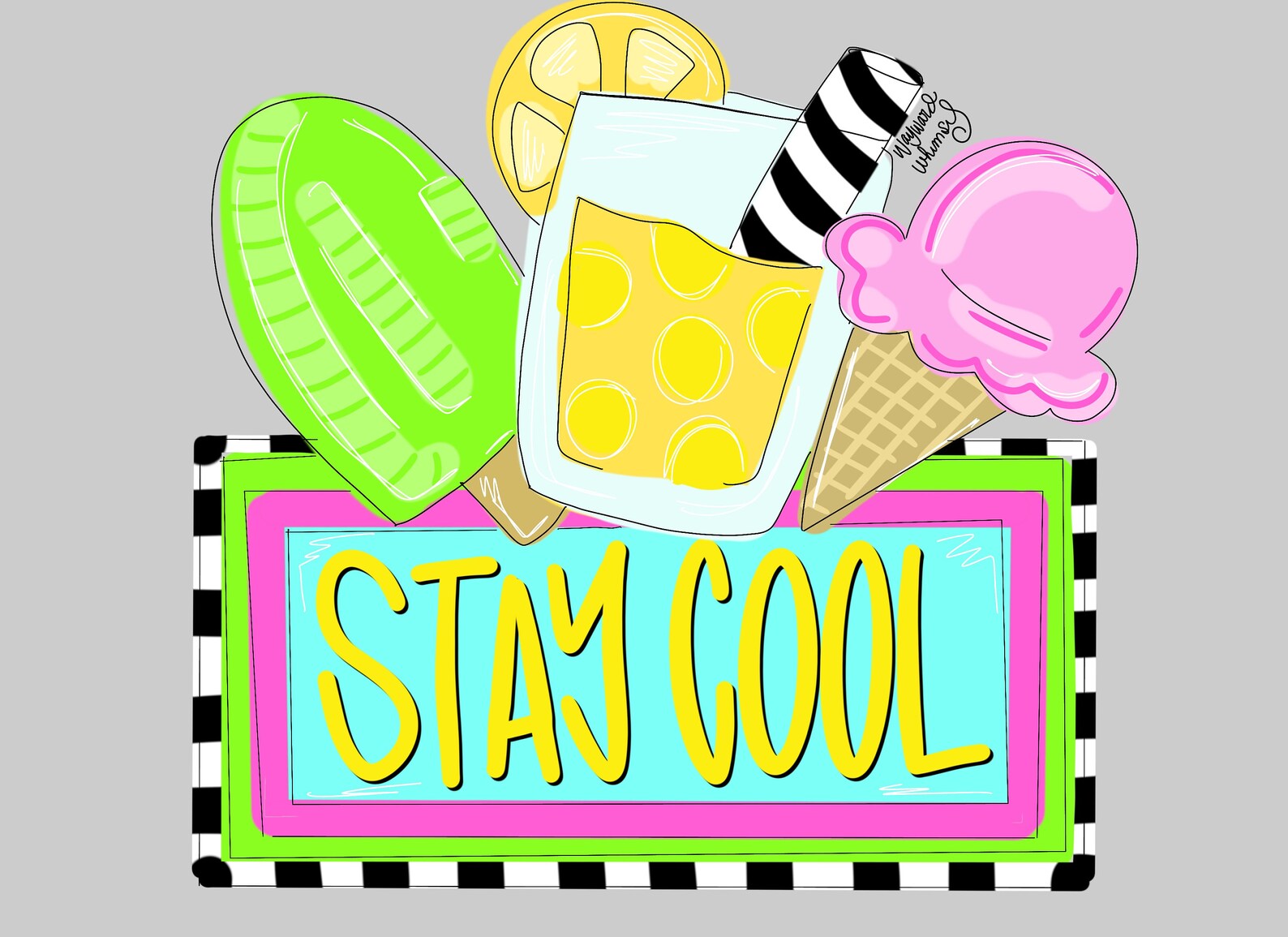 Stay Cool Summer- Popsicle- Ice Cream- Lemonade Door Hanger ...