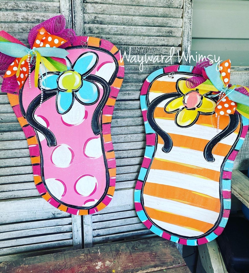 Single Flip Flop Wood Cut Out Door Hanger - Etsy