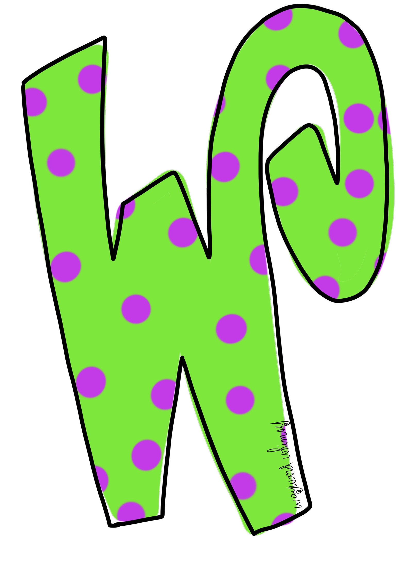 Letter W- Whimsical Curly Font Door Hanger Downloadable File Printable ...