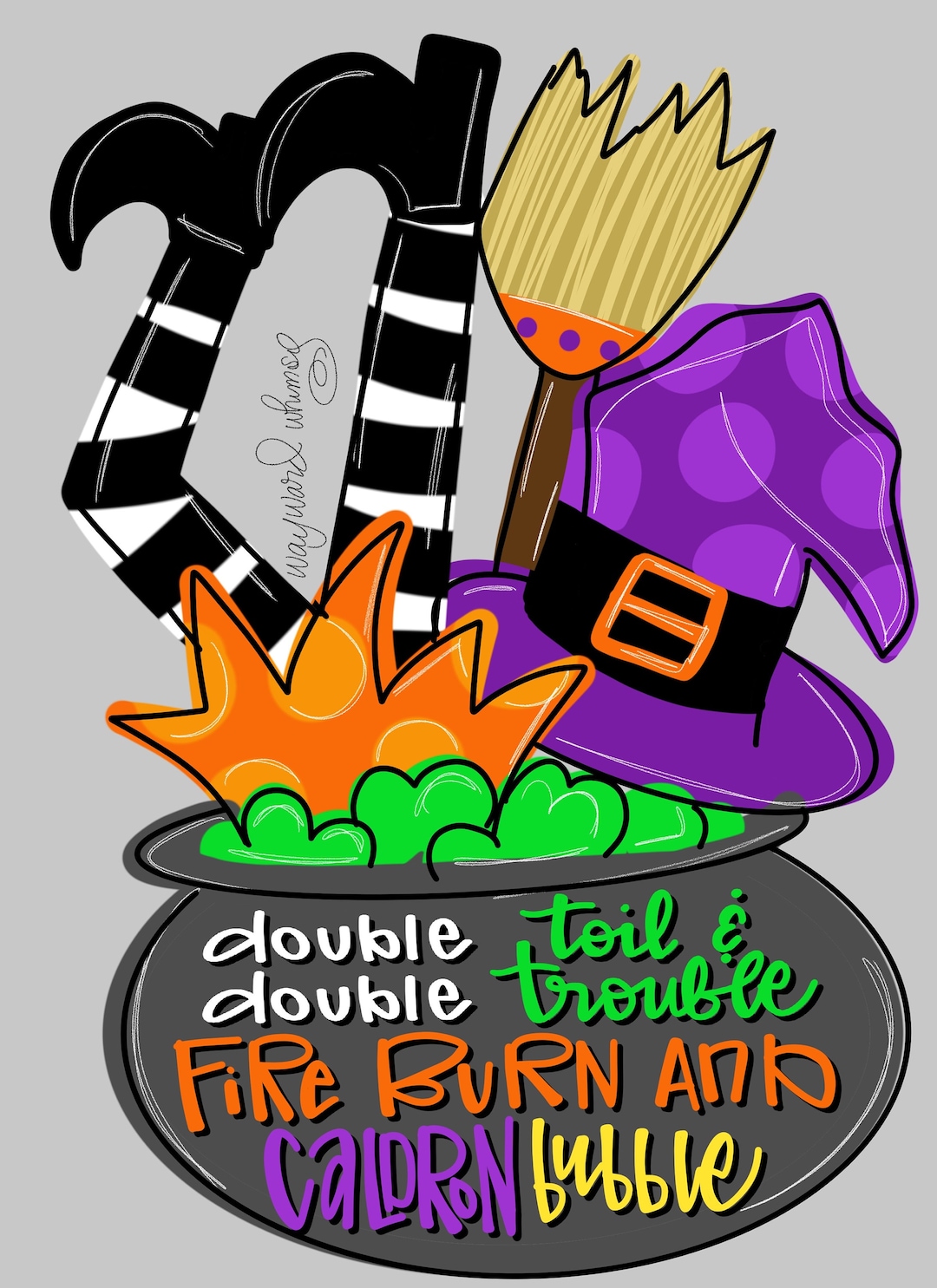 Halloween- Double Double- Witch Cauldron Door Hanger Downloadable File ...