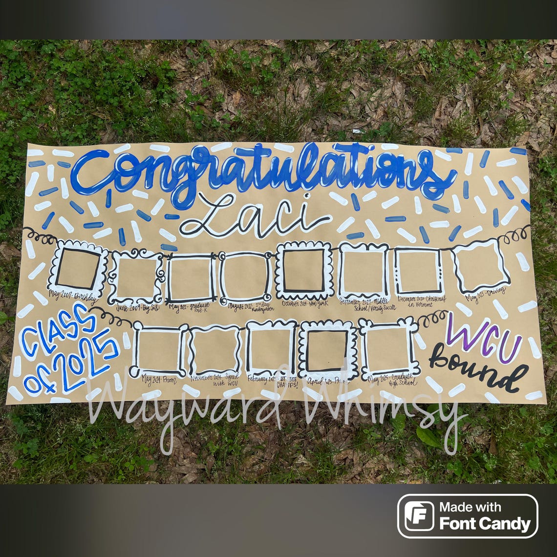 Hand Painted Custom Timeline Banner- Add Your Own Photos-first Birthday ...
