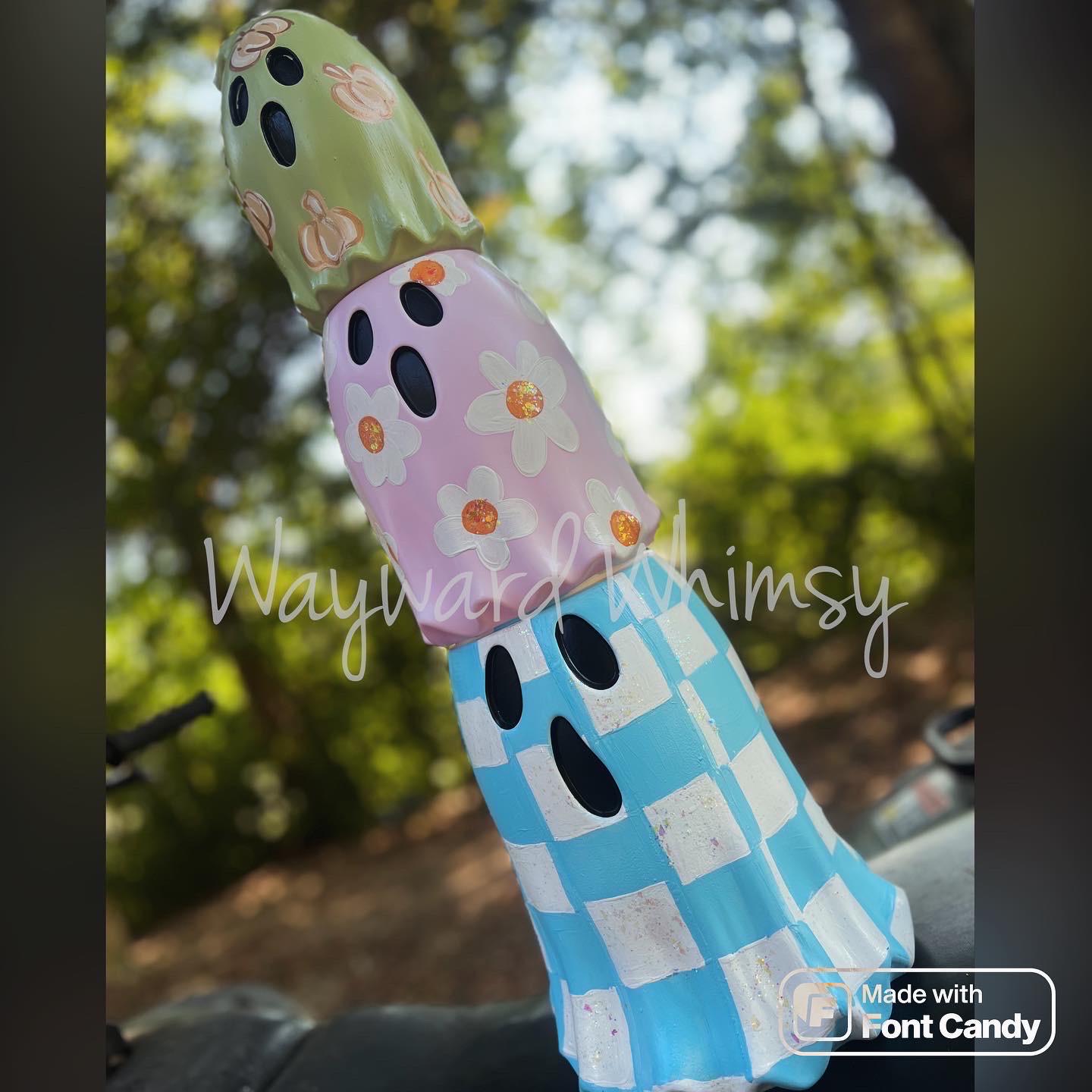 Hand Painted Hollow Plastic Stacking Pumpkins- Skulls- Ghosts - 24 ...