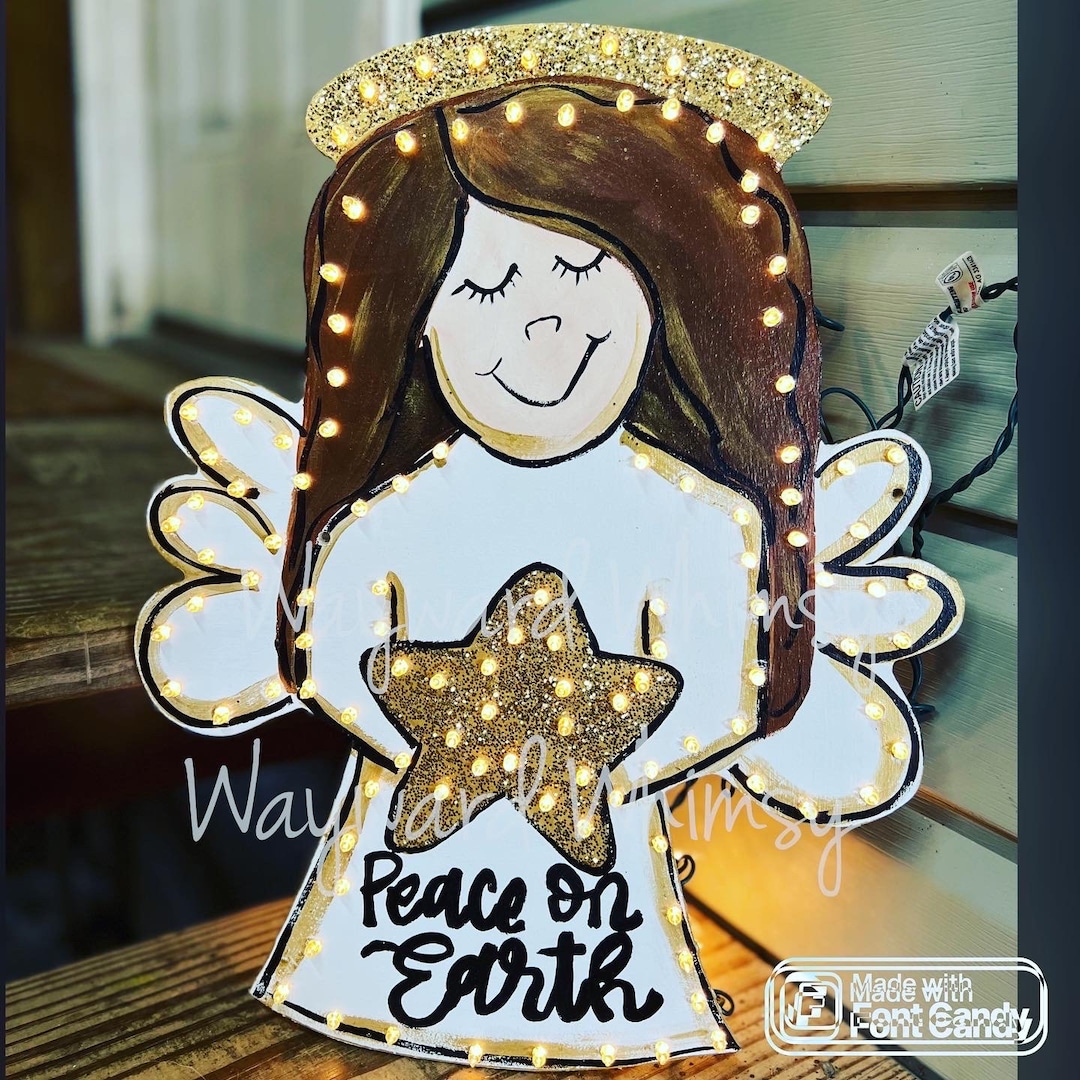 LIGHTED Angel - Gold Star- Angel With Halo- Christmas Tree Topper ...