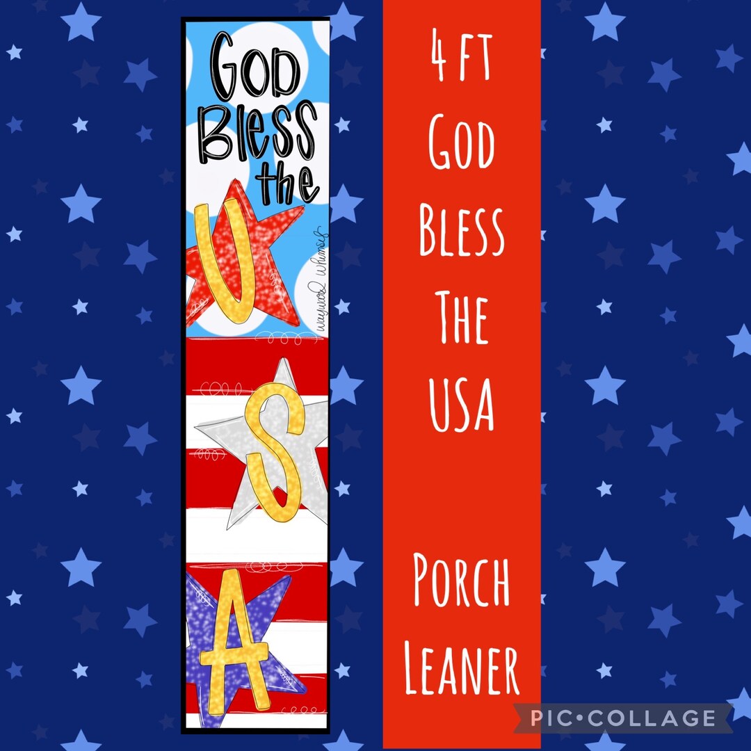 God Bless the USA Porch Leaner Welcome Sign Template 4 Foot Tall ...