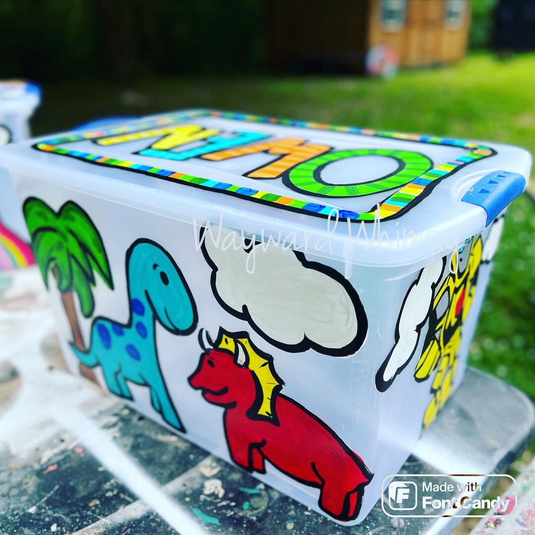 Custom Painted Memory Box- Keepsake Tote- Storage Box- Hand Painted Tub ...