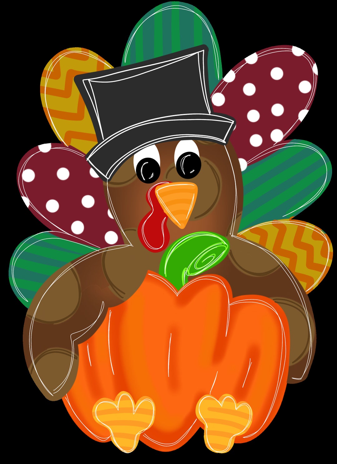 Turkey With Pumpkin Thanksgiving Fall Door Hanger Downloadable File ...