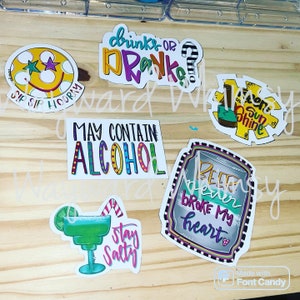 6 Piece Boozy Sticker Pack- Vinyl Sticker - Water and Fade Resistant ...