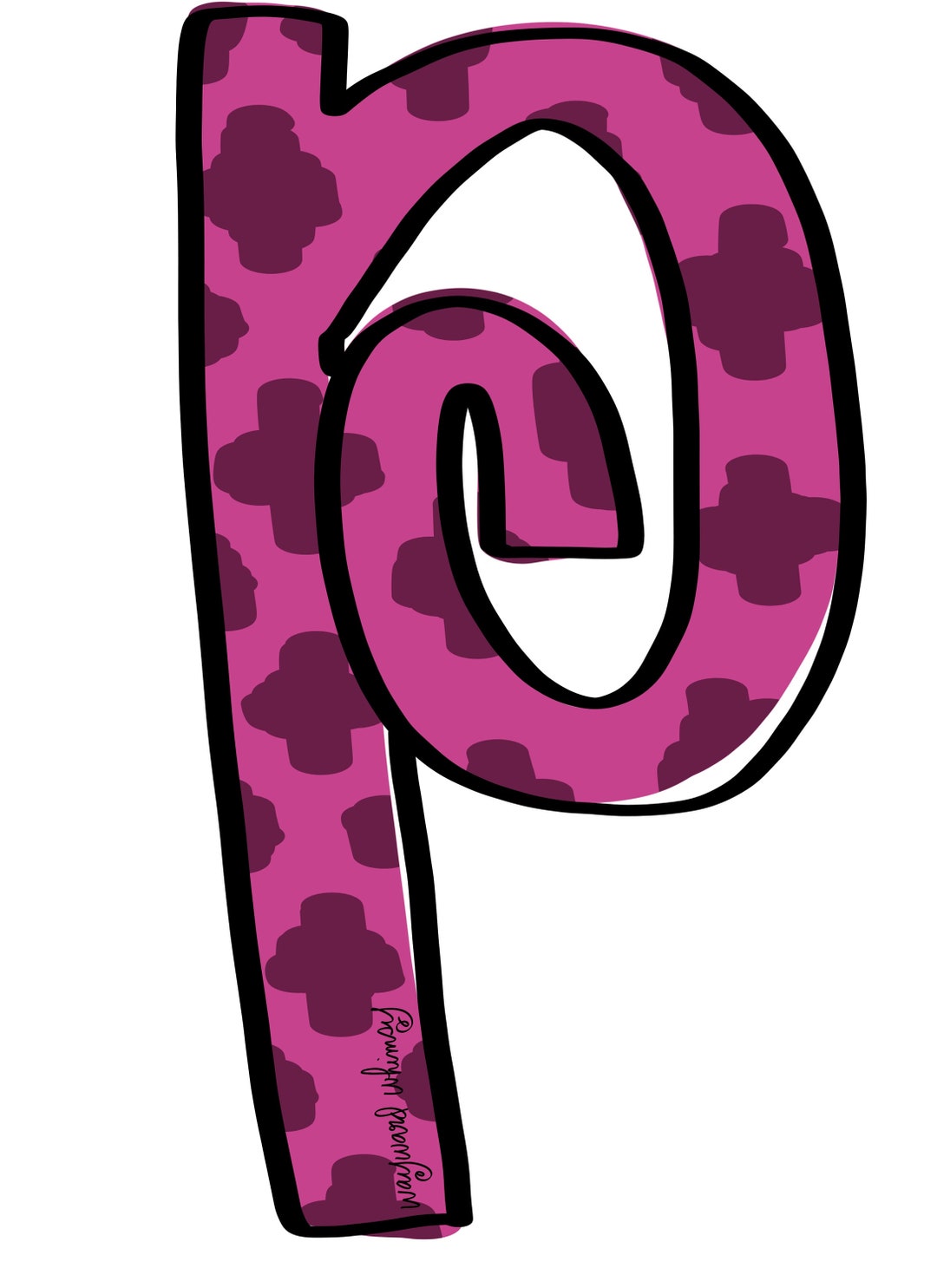 Letter P- Whimsical Curly Font Door Hanger Downloadable File Printable ...