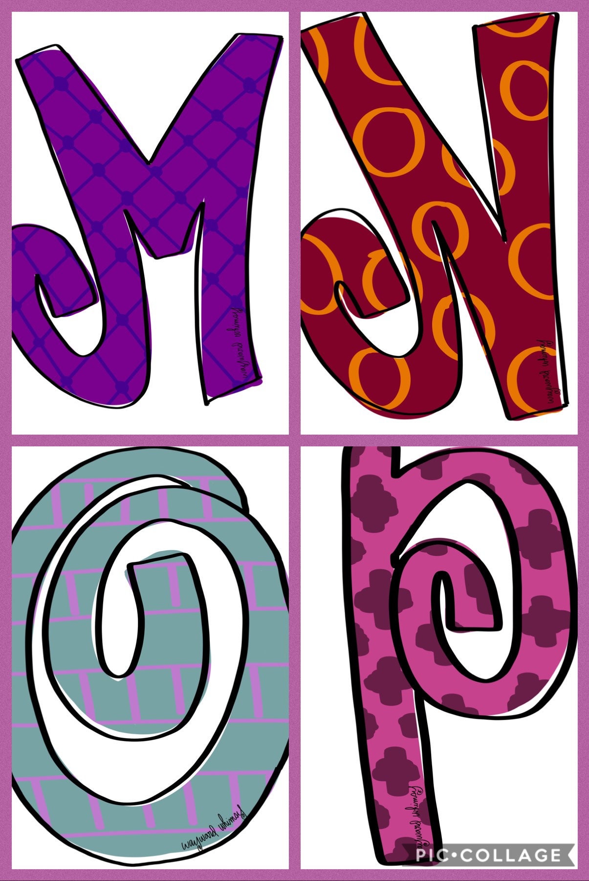 26 Letter Alphabet- Hand Lettered Curly Whimsical Font Door Hanger ...