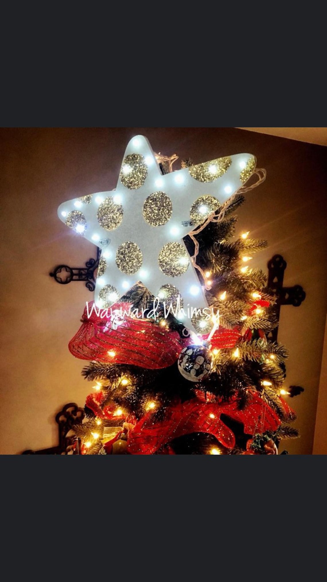 LIGHTED Christmas Star Wooden Tree Topper - Etsy