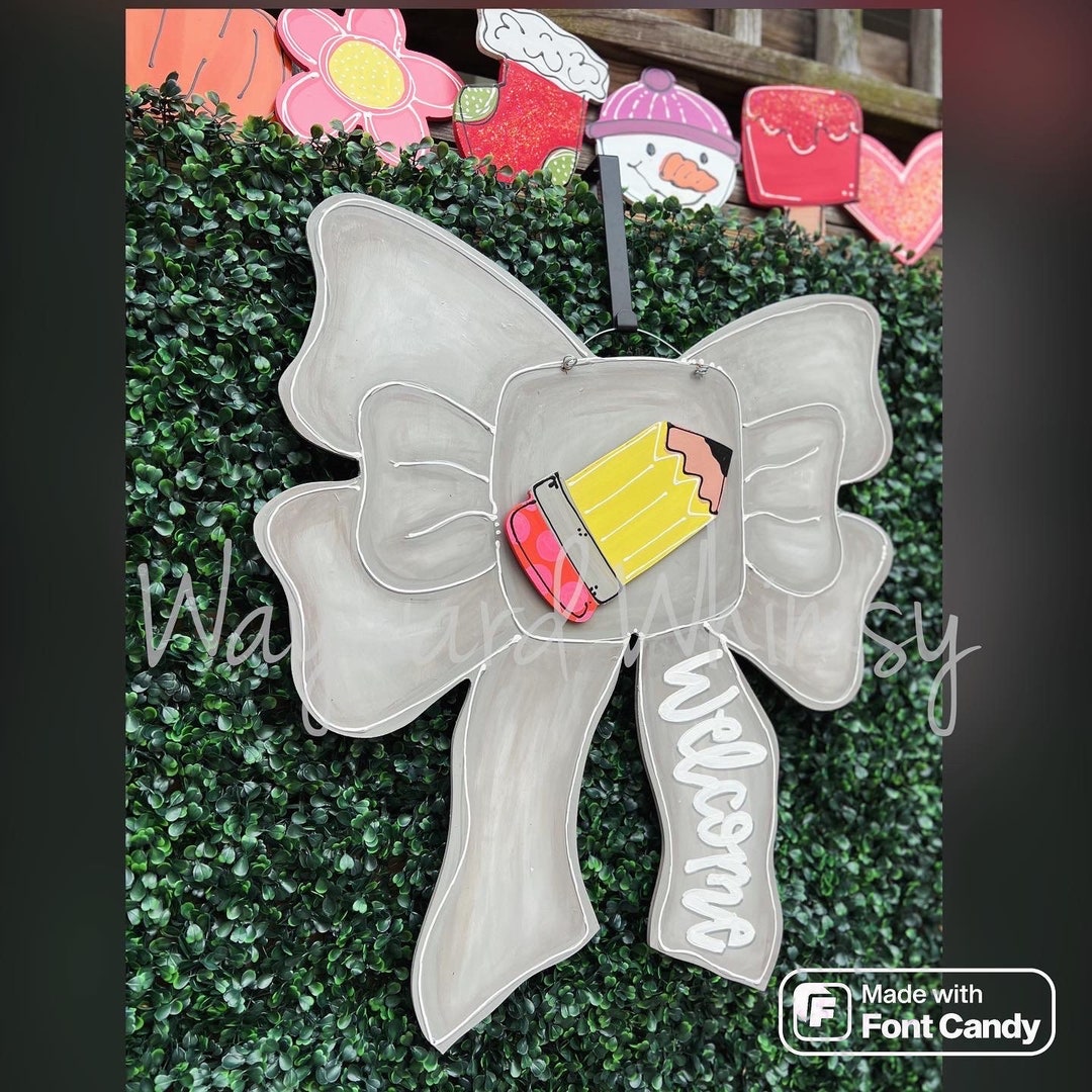 Large Bow- Welcome- Hello Sign With Interchangable Seasonal Attachments ...