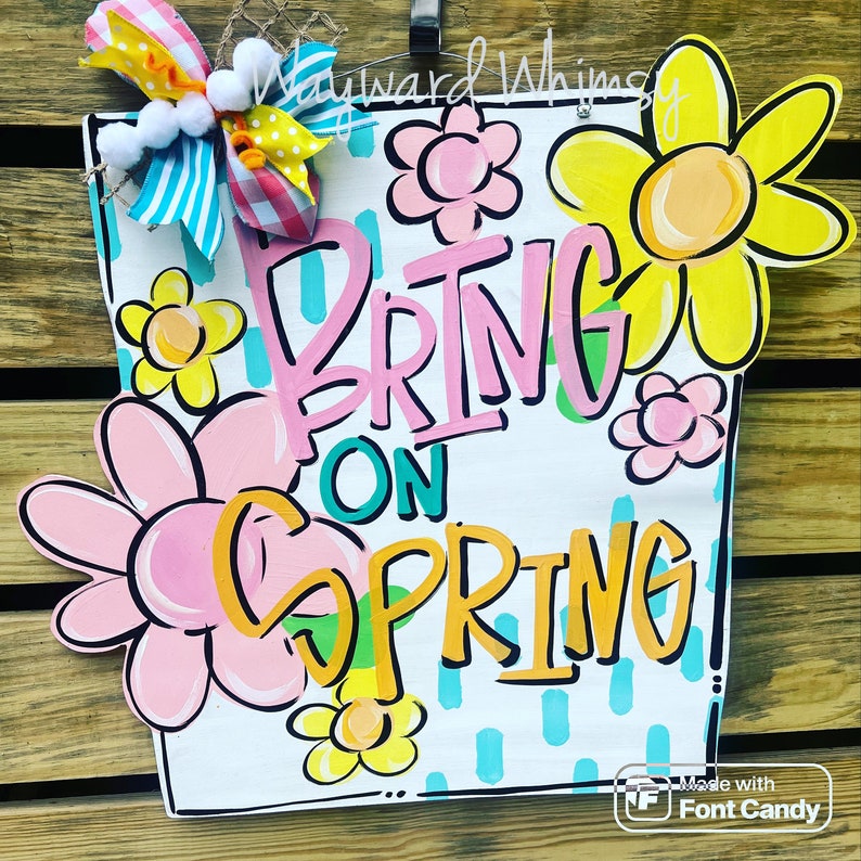 Bring on Spring Wooden Door Hanger - Etsy