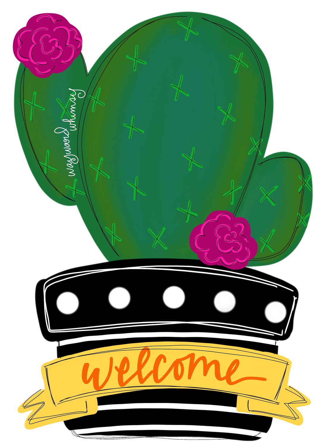 Cactus in Pot Door Hanger Downloadable File Printable Template - Etsy