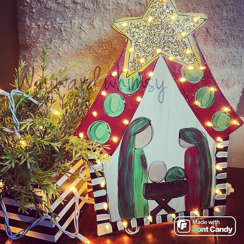 LIGHTED Nativity Wooden Tree Topper - Etsy