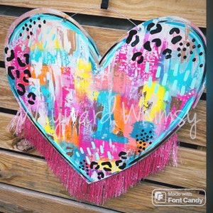 Abstract Color Melt Heart Wooden Door Hanger - Etsy