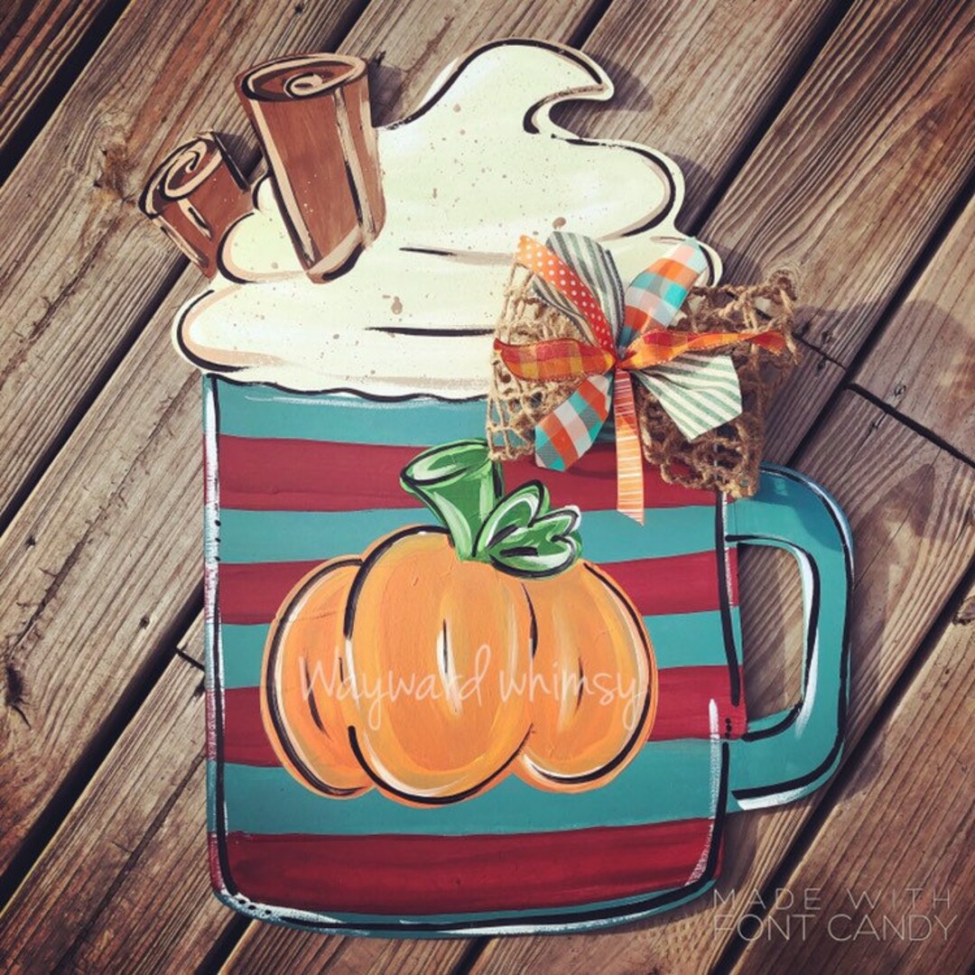 Pumpkin Spice Latte Wood Cut Out Door Hanger - Etsy