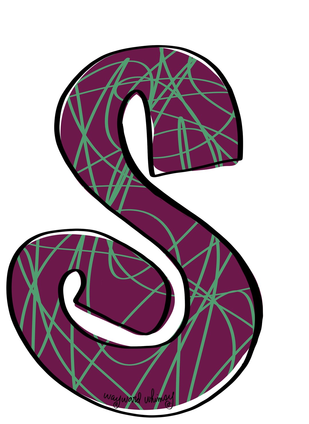 Letter S- Whimsical Curly Font Door Hanger Downloadable File Printable ...