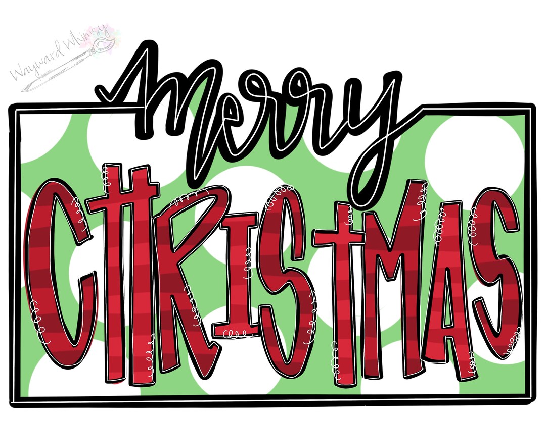 Merry Christmas Word Art Door Hanger Downloadable File Printable ...