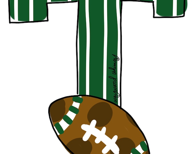 Letter T With Football Whimsical Font Door Hanger - Etsy