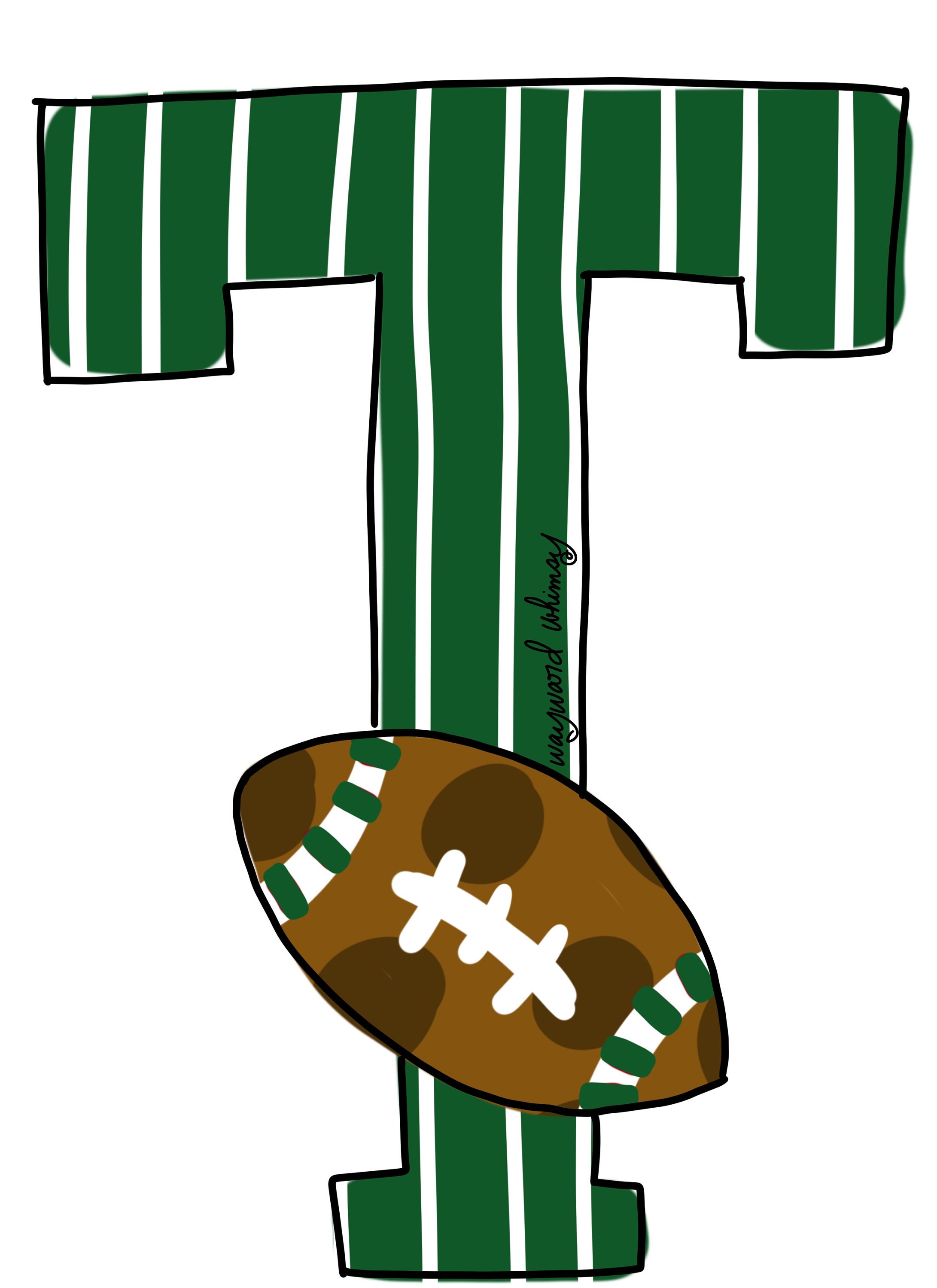 Letter T With Football Whimsical Font Door Hanger Downloadable File ...