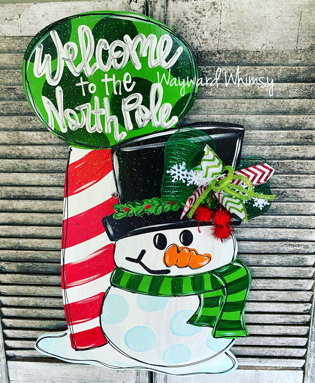 Snowman at the North Pole Wood Cut Out Door Hanger - Etsy