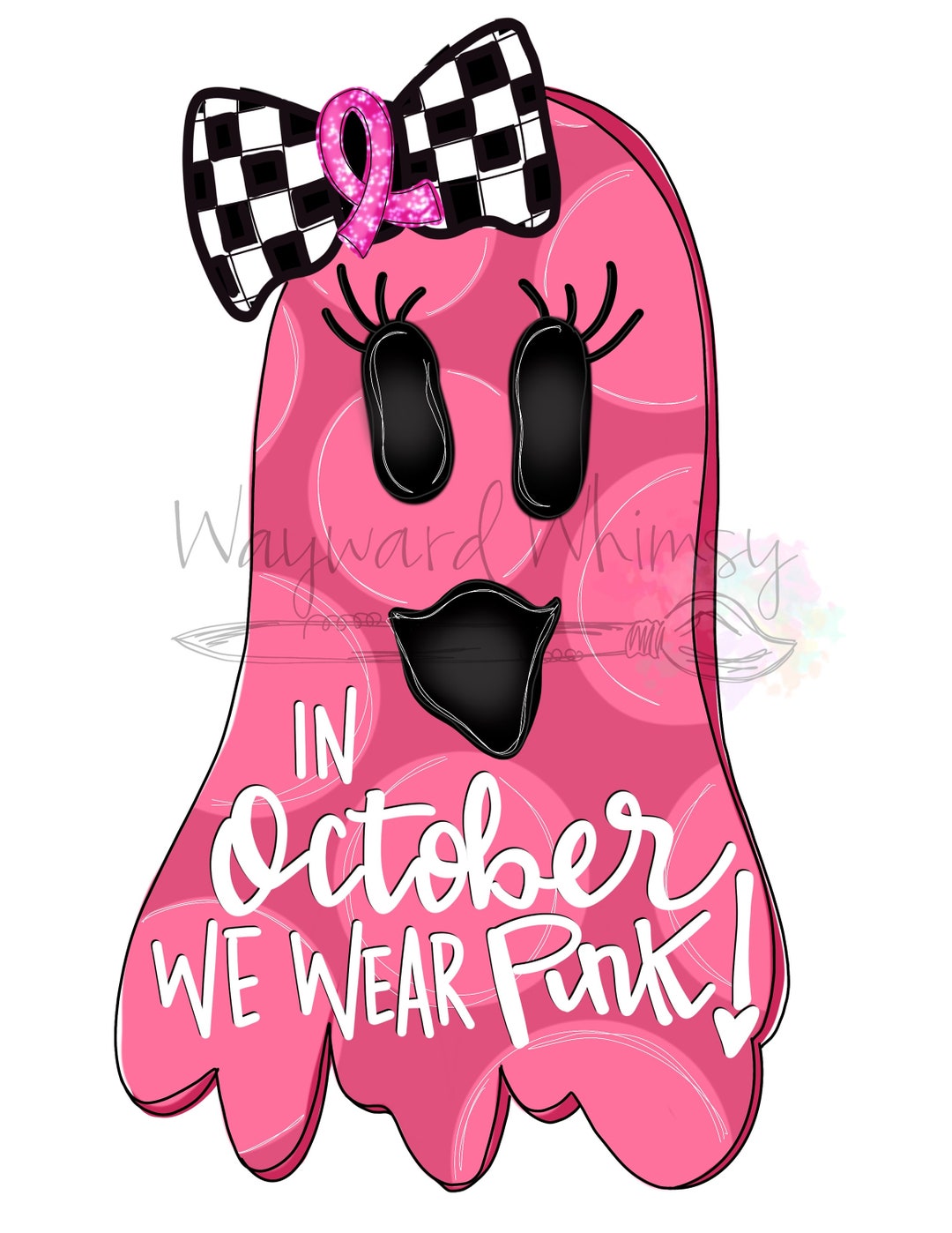 Breast Cancer Awareness Pink Ghost- Halloween Door Hanger Downloadable ...