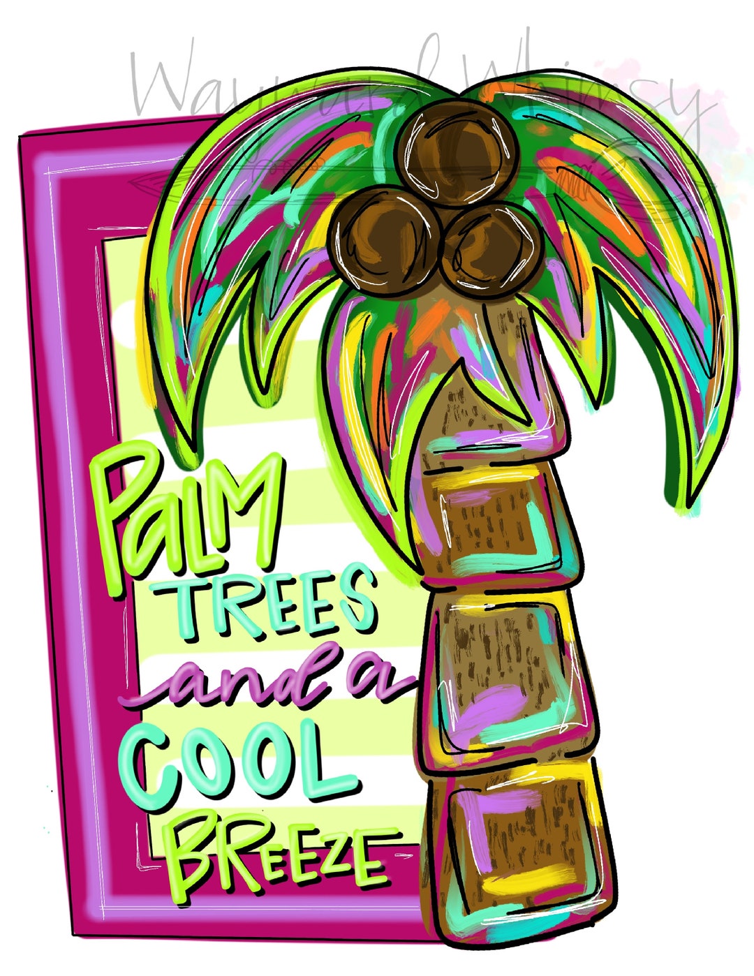 Palm Trees and a Cool Breeze Pattern Door Hanger Downloadable File ...