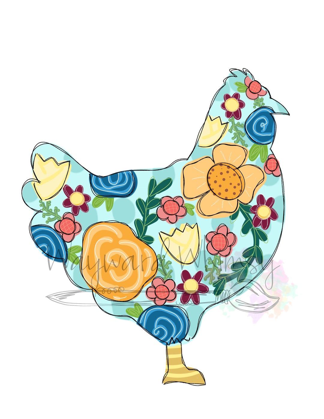 FLOWER Chicken Door Hanger Downloadable File Printable Template - Etsy