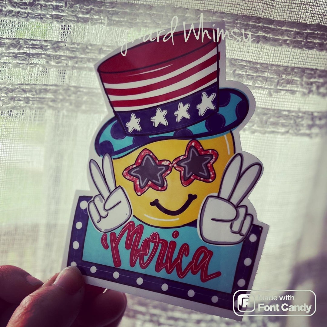Happy Merica Smile Vinyl Sticker - Water and Fade Resistant - Tumbler ...
