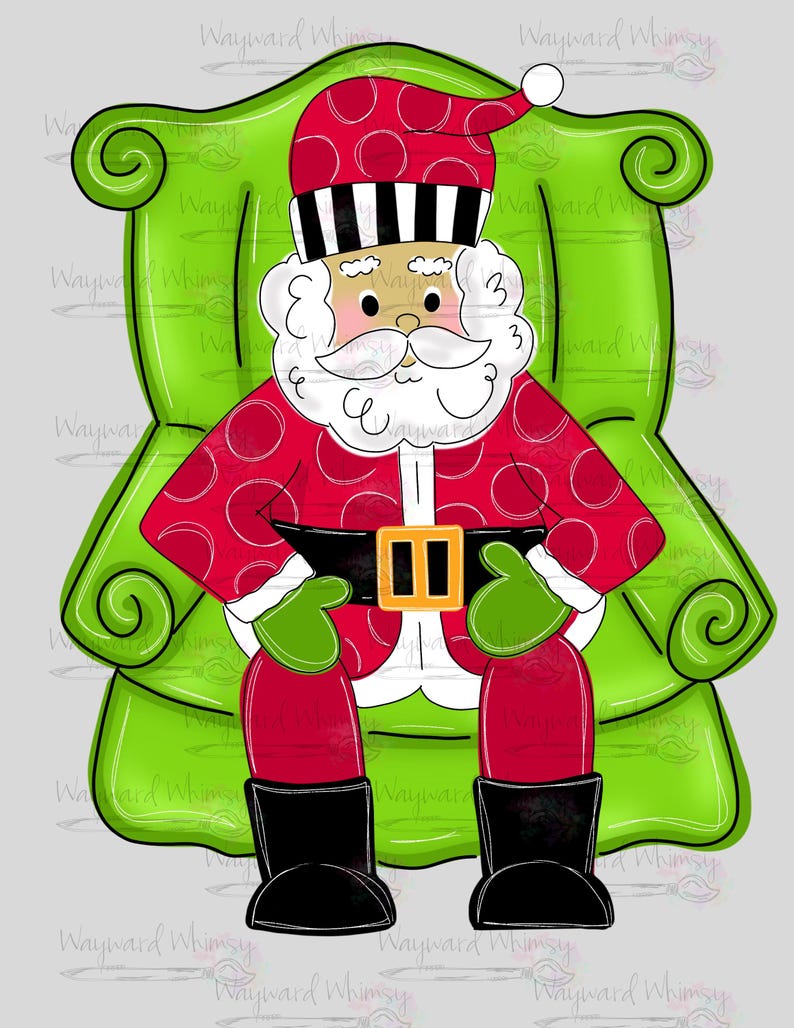 Santa Chair Christmas Door Hanger Downloadable File Printable Template ...