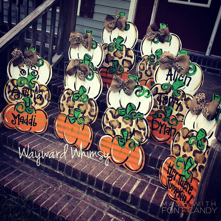 Stacked Pumpkin Sign With Animal Print Wood Cut Out Door - Etsy