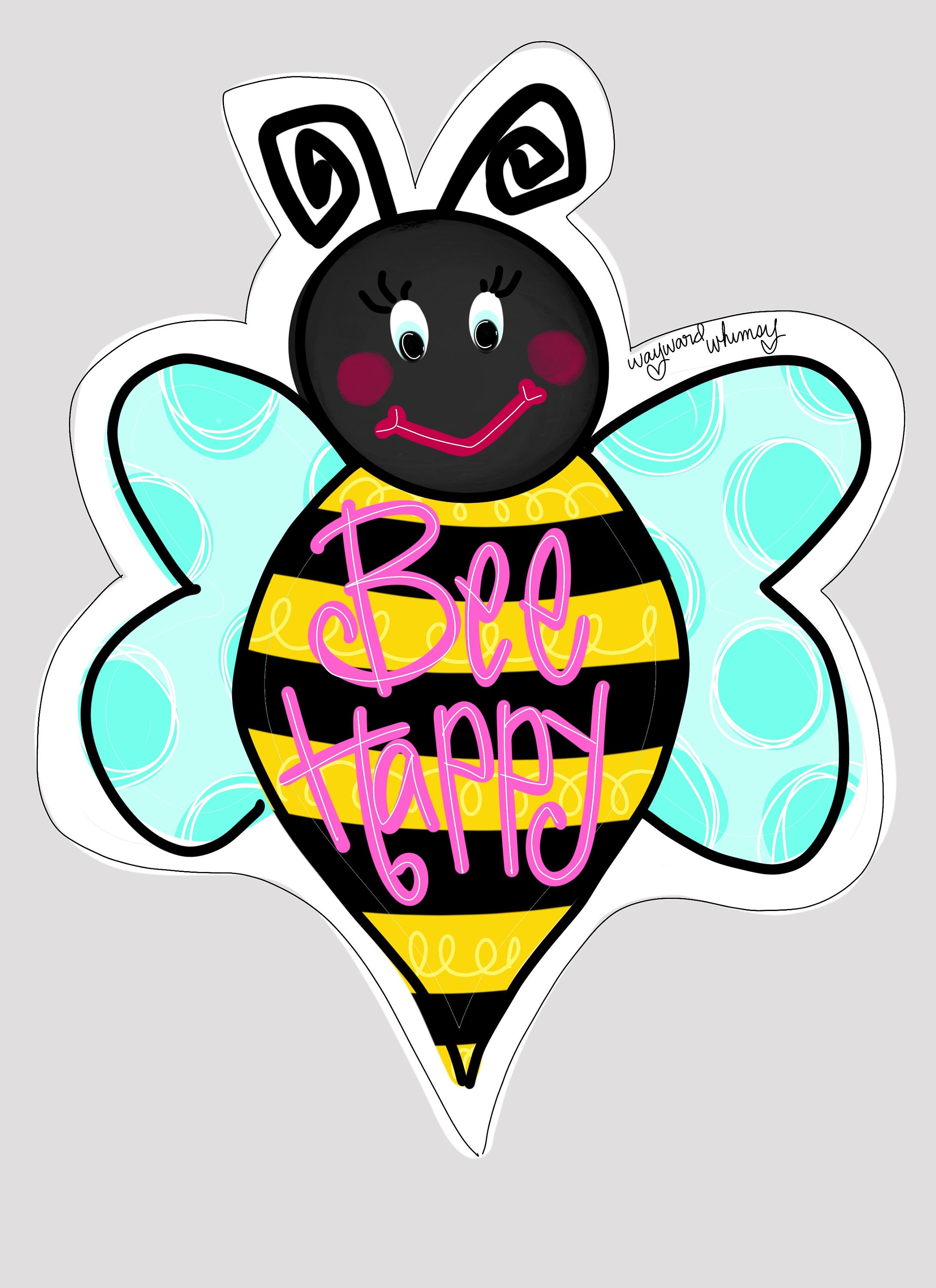 Bumble Bee BEE HAPPY Door Hanger Downloadable File Printable Template ...
