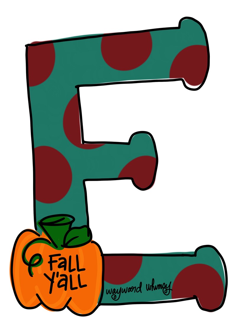 Letter E With Pumpkin Fall/thanksgiving/halloween Whimsical - Etsy