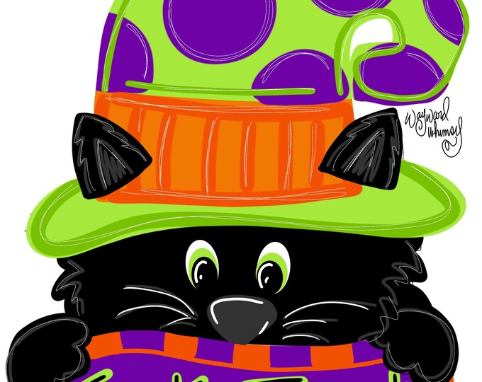 Halloween Cat Door Hanger Downloadable File Printable Template - Etsy