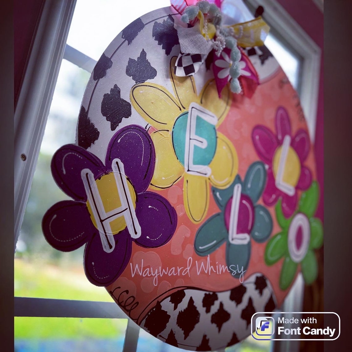Hello Home Welcome Circle Door Sign Wooden Door Hanger - Etsy