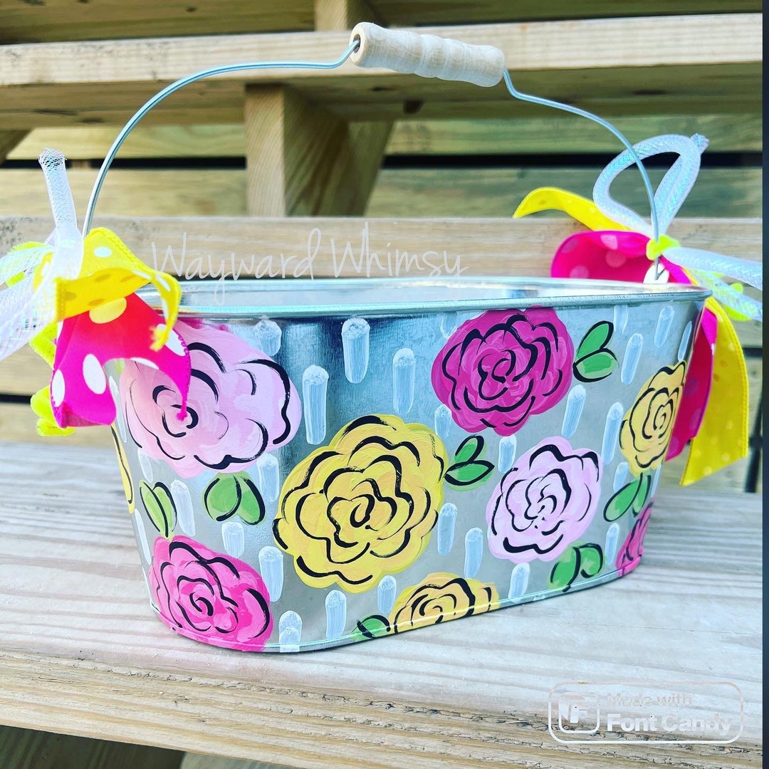 Custom Painted Bucket-personalized Pails Buckets- Easter Bucket ...