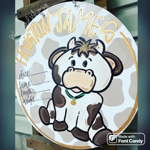 Baby Cow Sign Wood Cut Out Door Hanger - Etsy