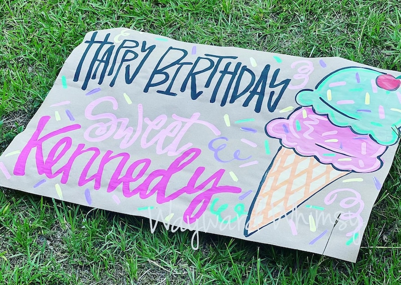 Hand Painted Custom Party Banner Birthday Banner Kraft Paper - Etsy