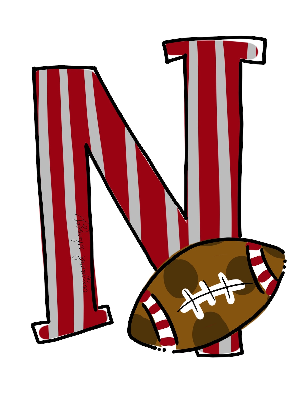 Letter N With Football- Whimsical Font Door Hanger Downloadable File ...