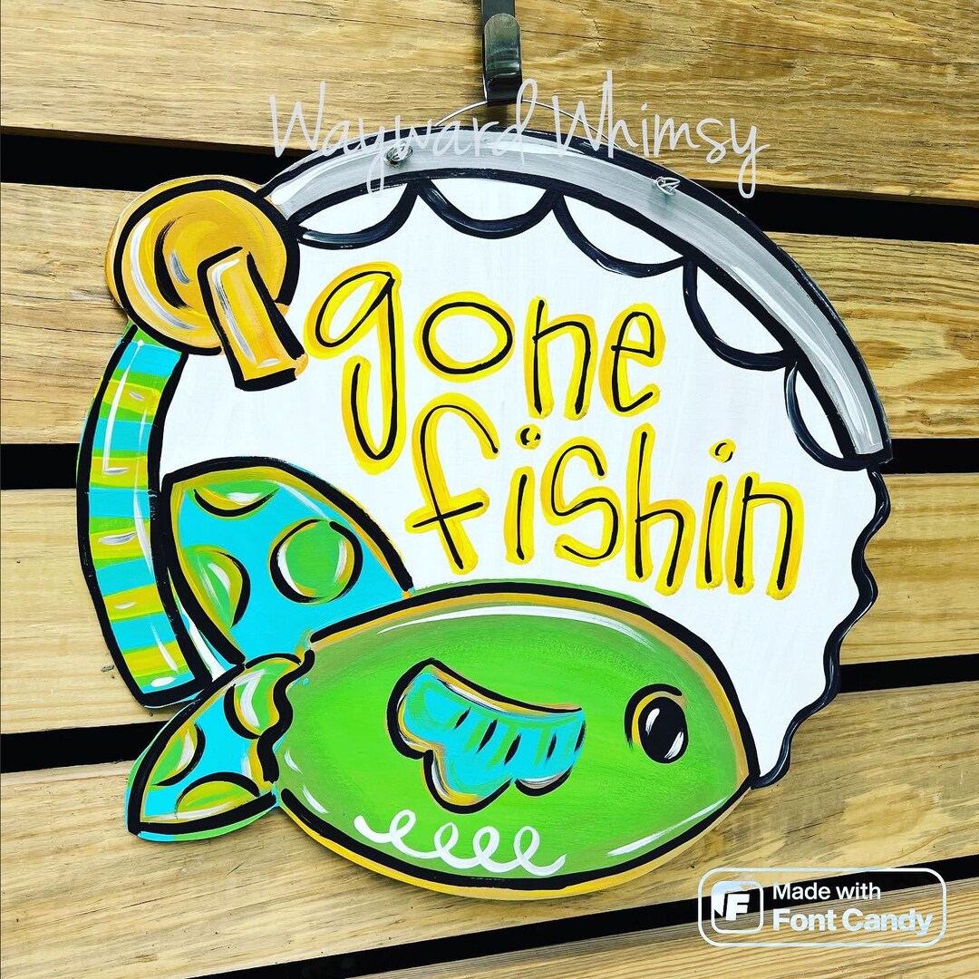 Gone Fishin Wooden Door Hanger- Discounted - Etsy