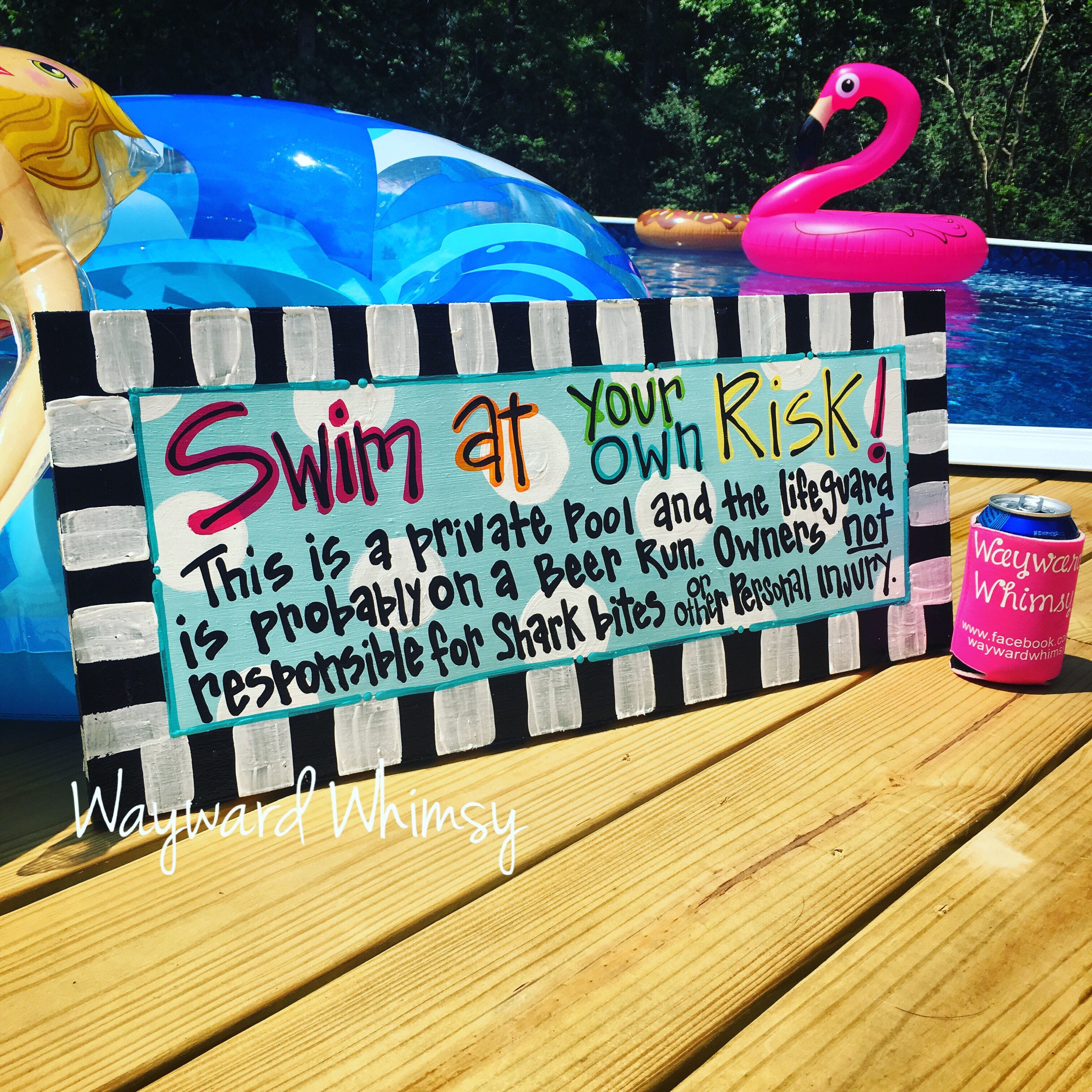 Swim at Your Own Risk Pool Sign - Etsy