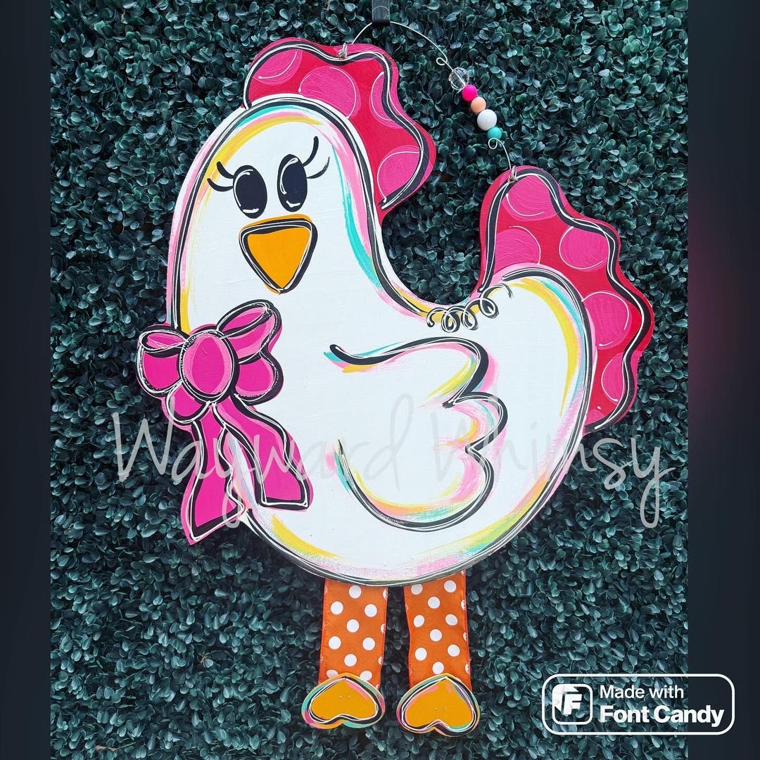 Cutesy Girly Chicken Wood Cut Out Door Hanger - Etsy